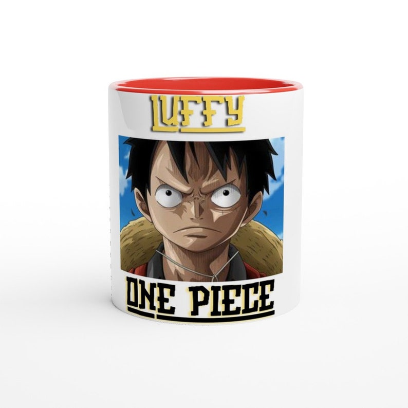 Luffy One Piece Anime Themed White 11oz Ceramic Mug With Color Inside ...