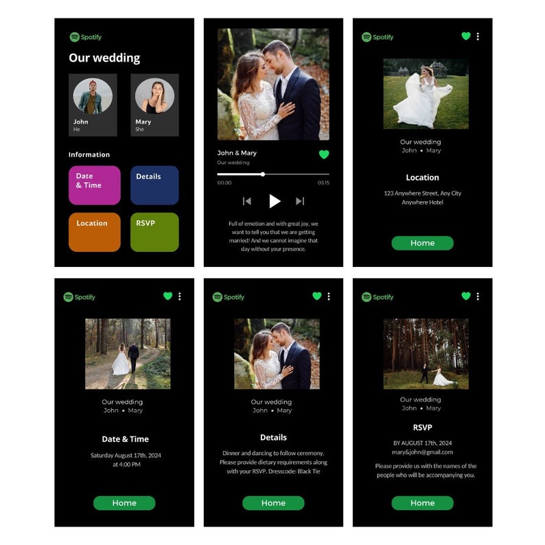 Editable Spotify Player Wedding Template, Spotify Template, Wedding ...