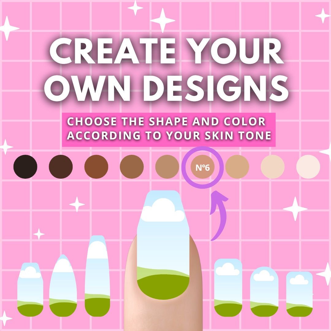 Nails Art Template, Nail Template, Canva Nail, Decal Nail, Canva ...