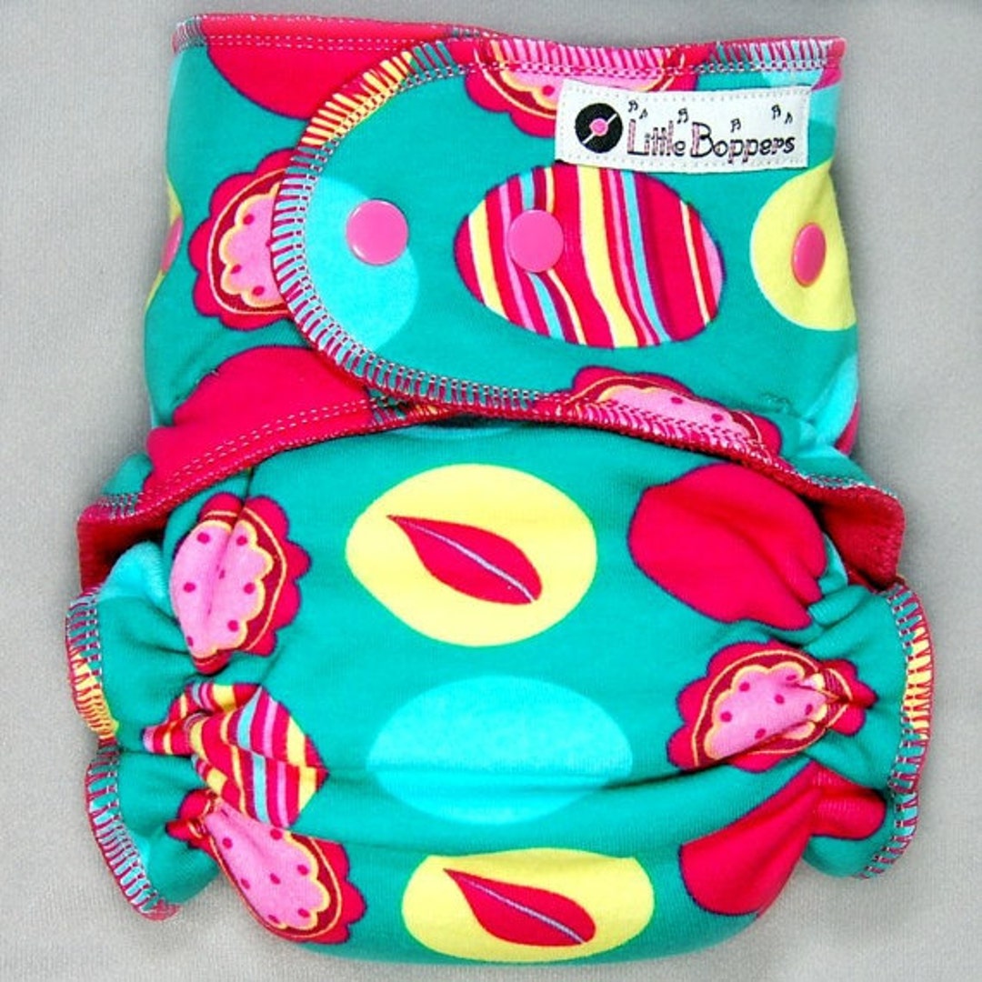 Cloth Diaper or Diaper Cover Made to Order -teal Mod Dots Floral- You ...