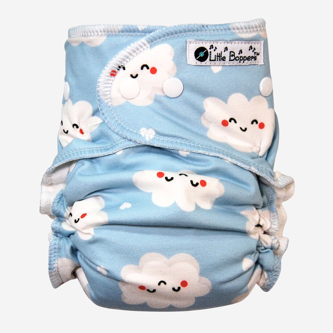 Made to Order Coth Diaper or Cover Happy Clouds You Pick Size and Style ...