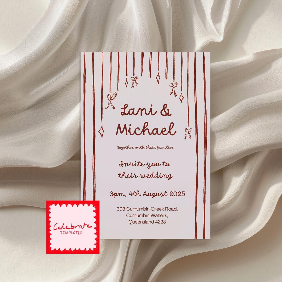 HAND DRAWN INVITE Template Download | Pretty Bows in Vite | Canva ...