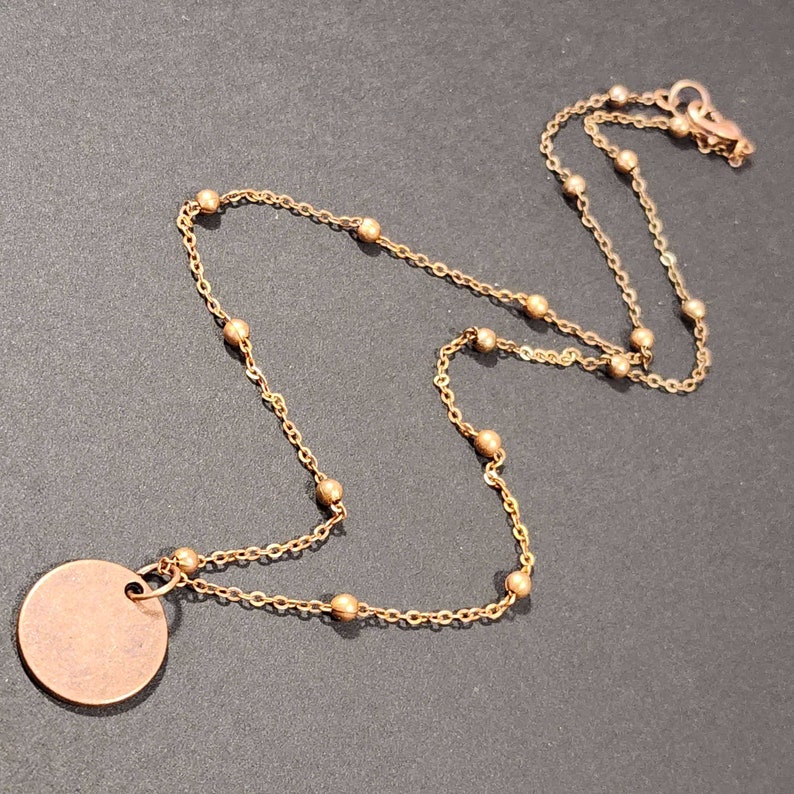 Minimal Copper Disc Necklace, Delicate Antique Copper Layering Necklace ...