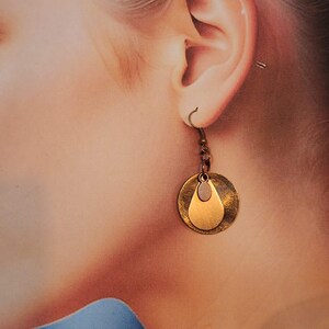 Handmade Copper Earrings, Metal Circle Earrings, Drop Earrings, Cold ...