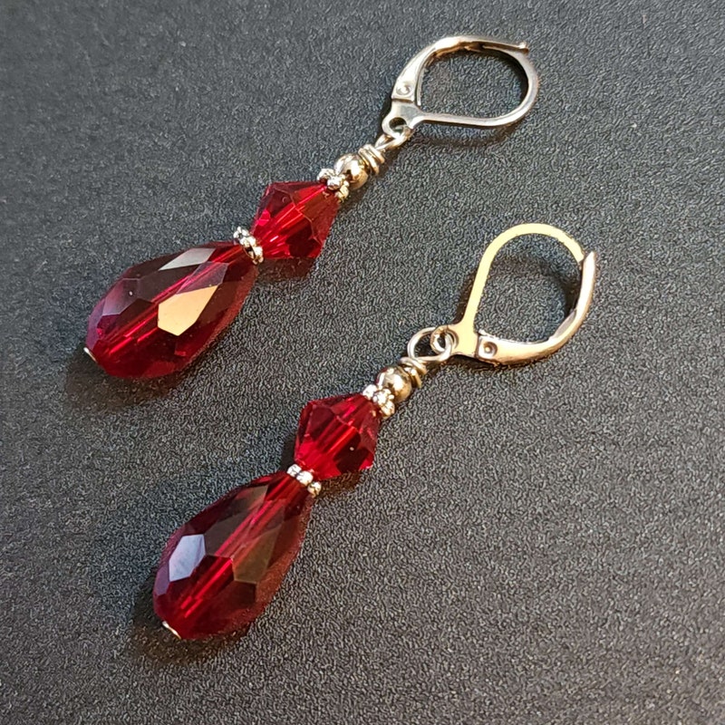 Red Glass Earrings - Etsy
