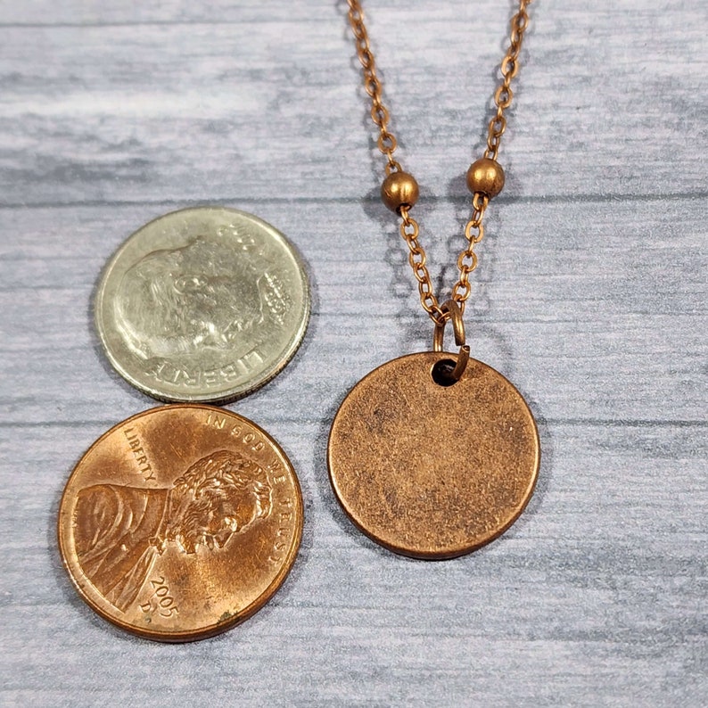 Minimal Copper Disc Necklace, Delicate Antique Copper Layering Necklace ...
