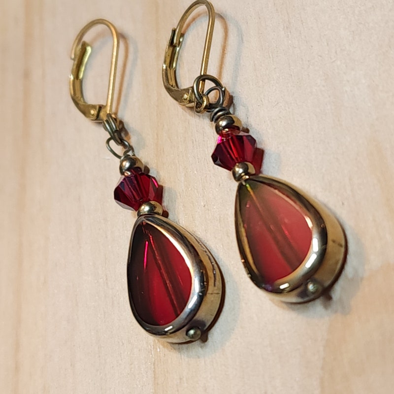 Red Glass Earrings - Etsy