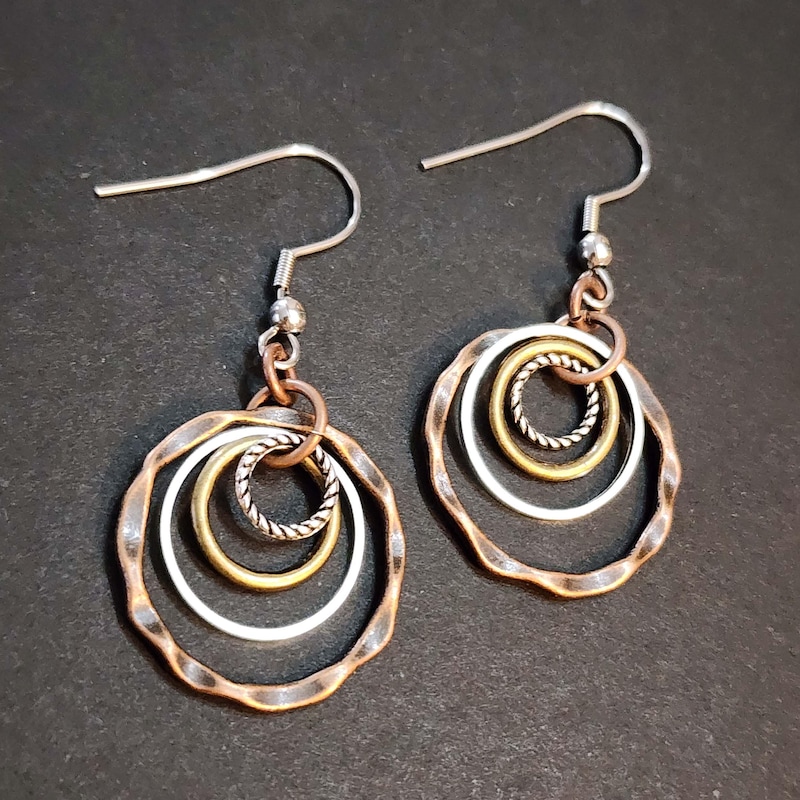 Mixed Metal Earrings - Etsy