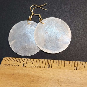 Large White Shell Disc Earrings, 40mm Circle Earrings, 1.6 Inch Round ...