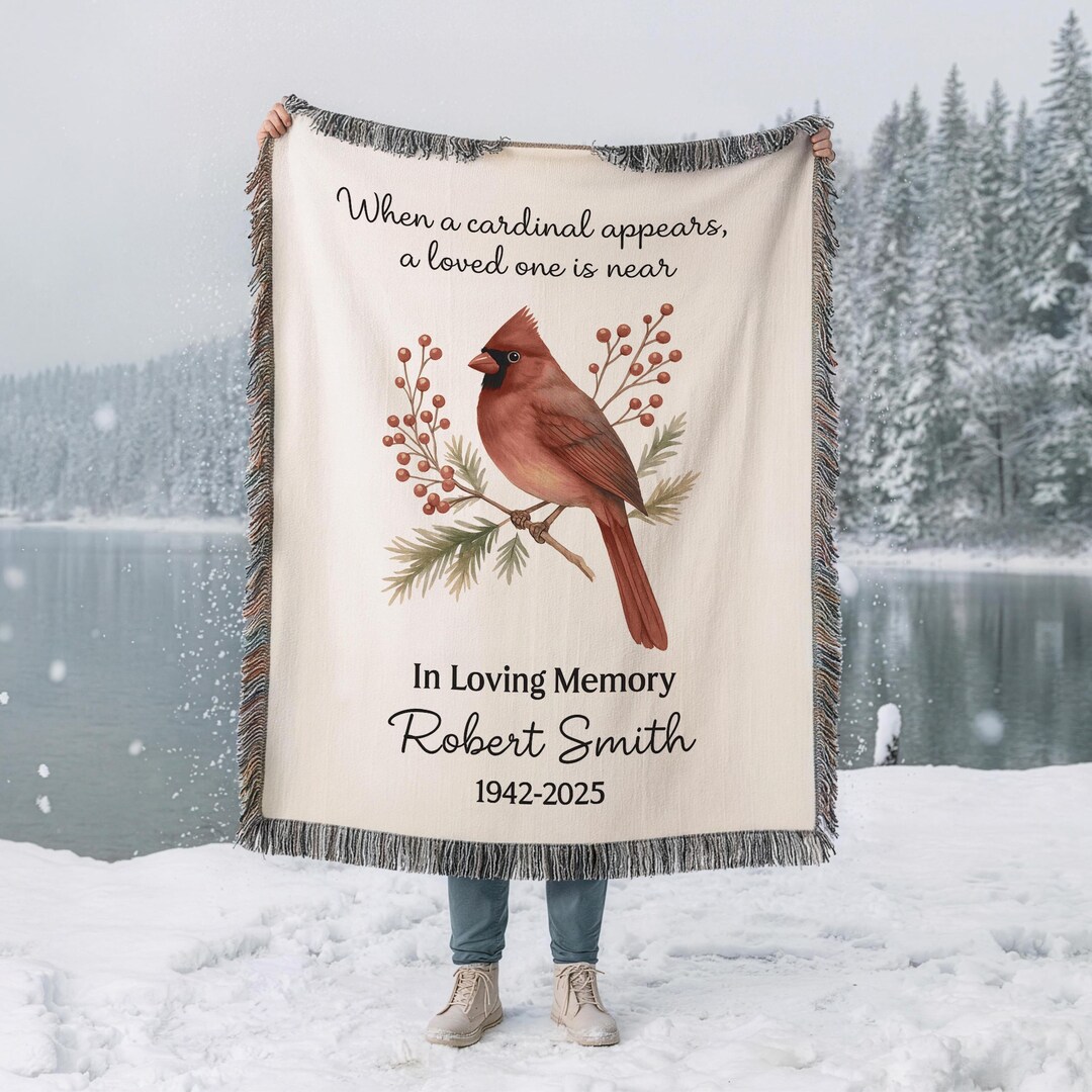 Cardinal Gifts Memorial Blanket Personalized Sympathy Gift Custom Throw ...