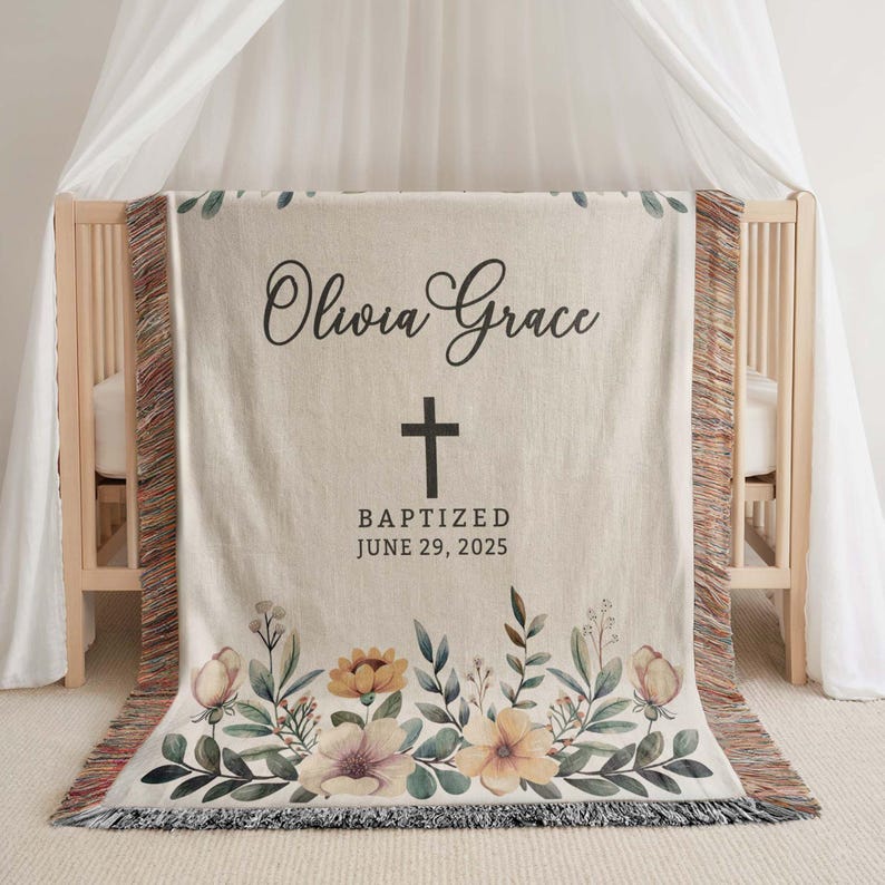 Personalized Baptism Blanket for Baby Girl Christening Gift From ...