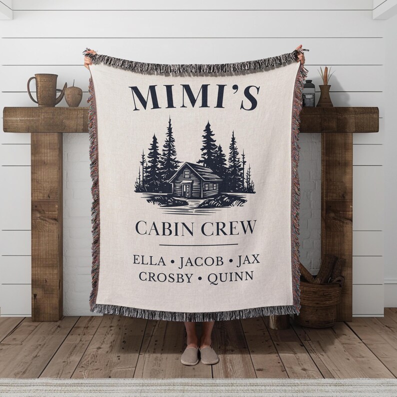 Mimi Cabin Blanket With Names Personalized Lake House Throw Custom ...