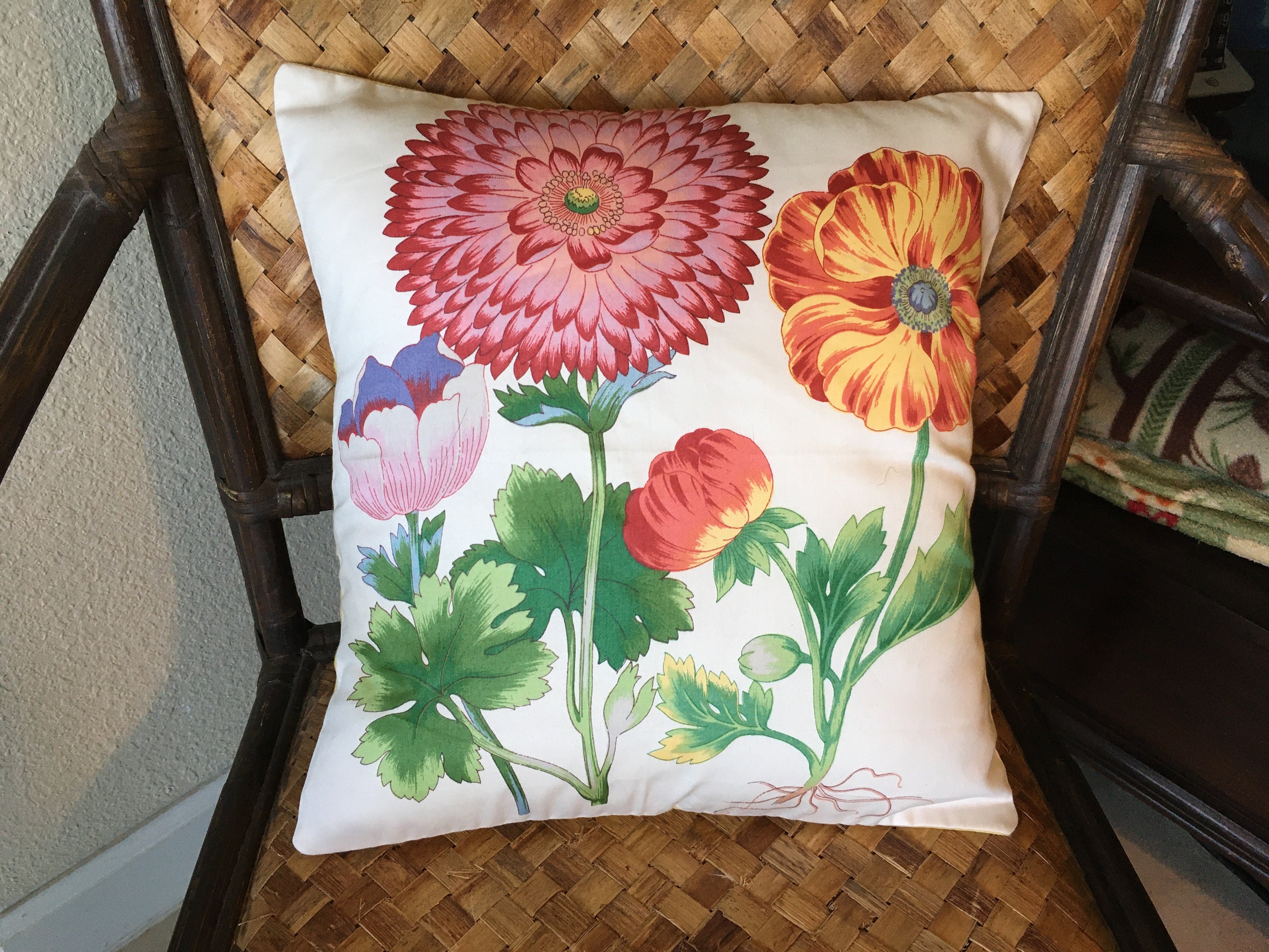 Pillow Cover Handmade Vintage Botanical Print Gorgeous Slight - Etsy