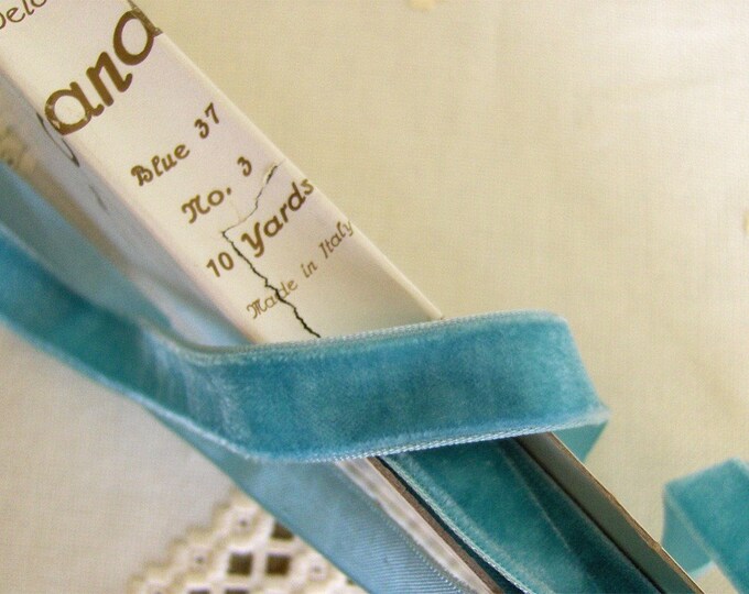 Vintage Early 1900s Blue Velvet Ribbon Made in Italy - Etsy