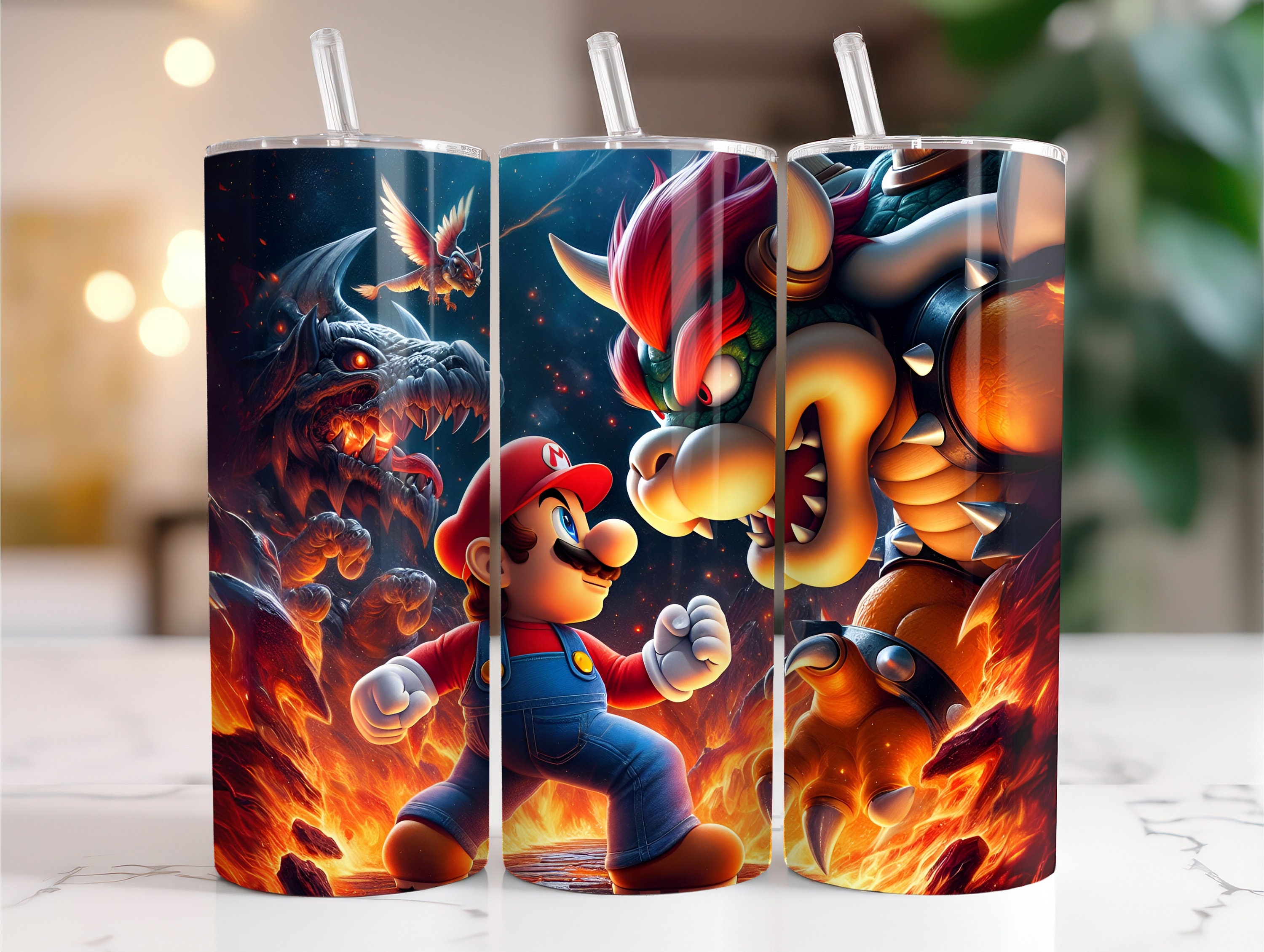 Super Mario Tumbler Wrap PNG, 20 Oz Watercolor Splash Digital Design ...