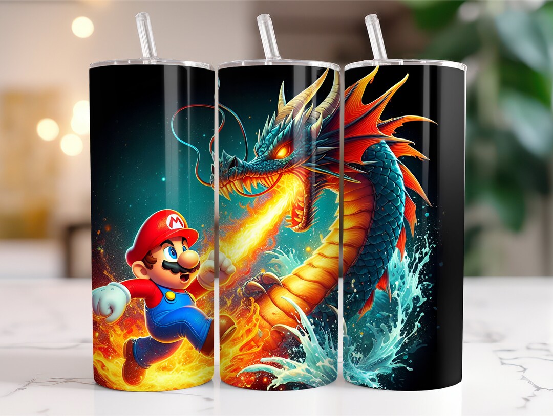 2 PNG Super Mario Tumbler Wrap PNG, 20 Oz Watercolor Splash Digital ...