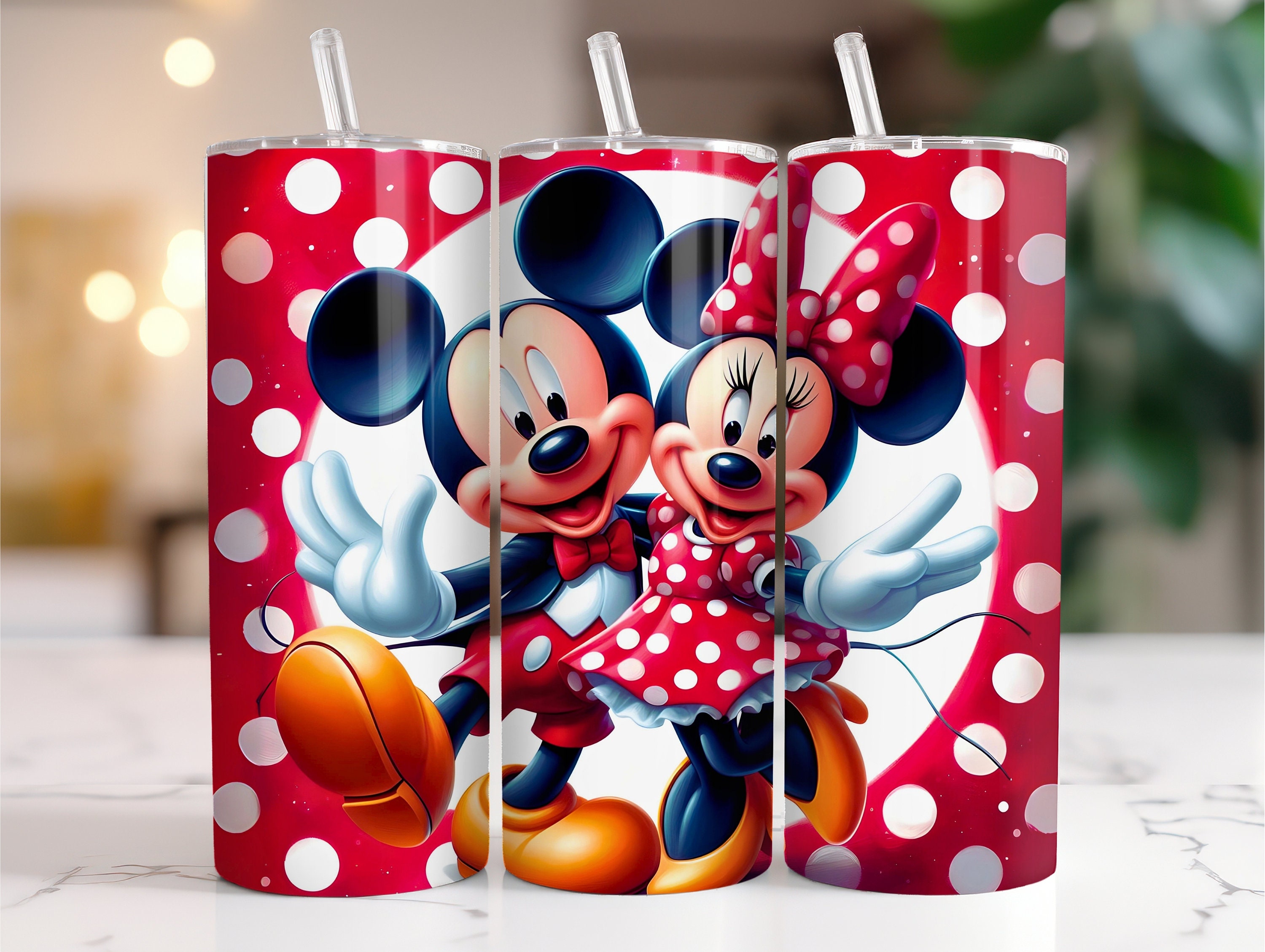 Mickey Mouse and Minnie Tumbler Wrap PNG, 20 Oz Watercolor Splash ...