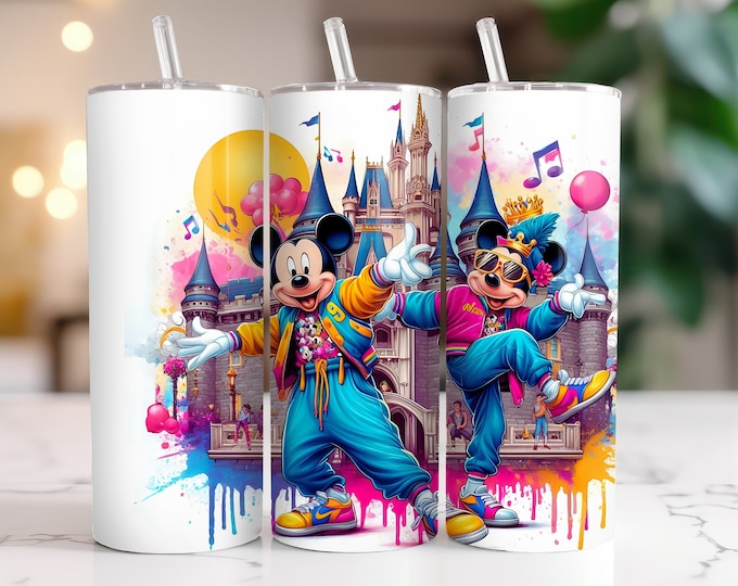 Mickey Mouse and Minnie Tumbler Wrap PNG, 20 Oz Watercolor Splash ...
