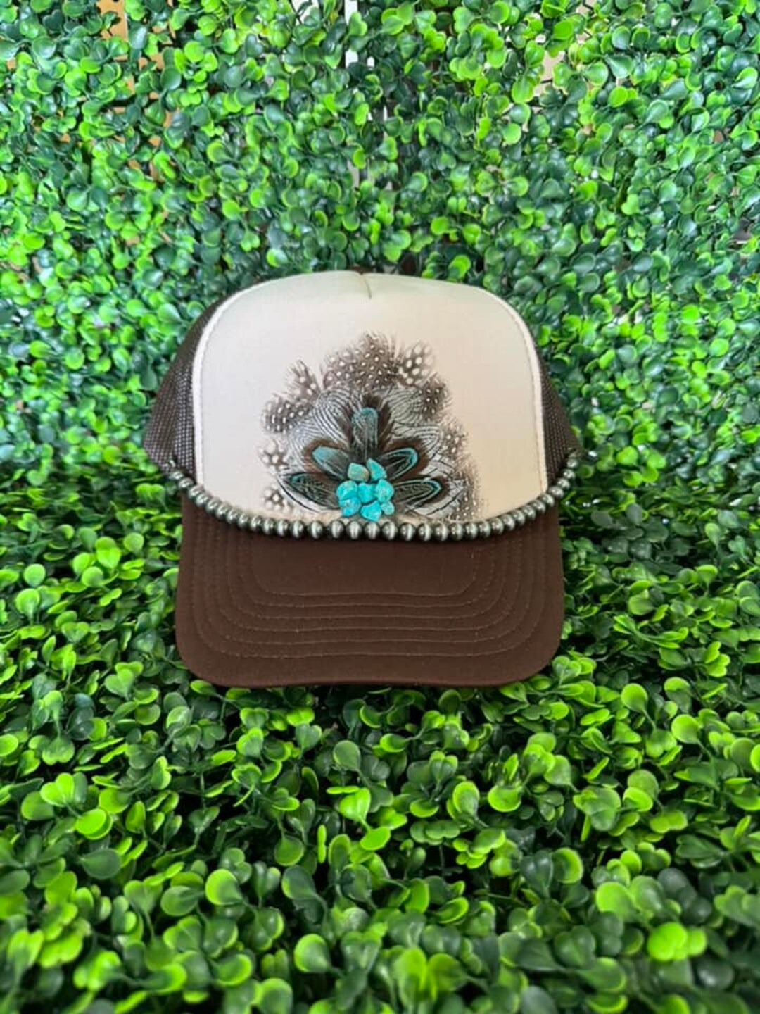 Prissy Chula Feathered, Turquoise, Navajo Style Beaded Trucker Hat - Etsy