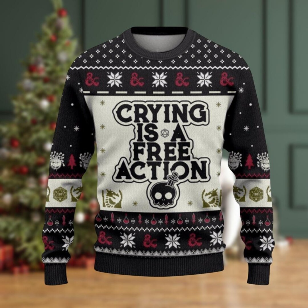 Dnd Crying is A Free Action Ugly Christmas Sweater, Dungeons and ...