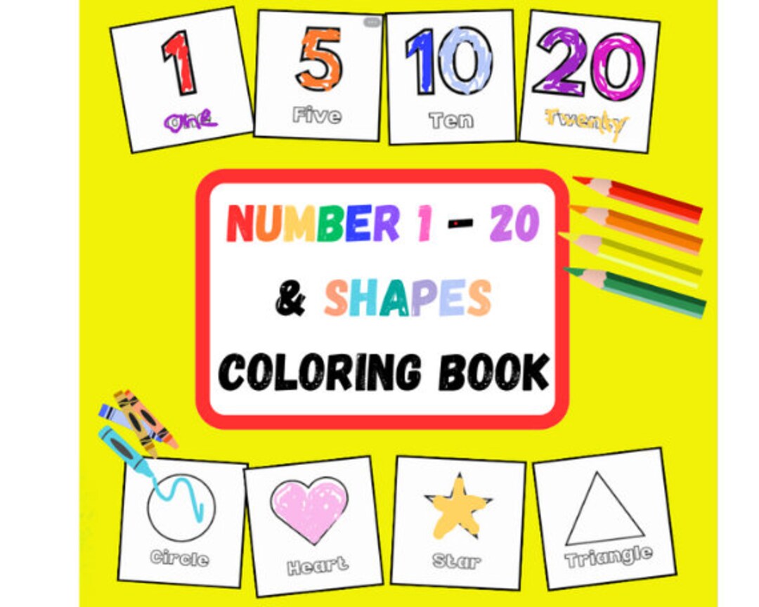 Number 1-20 & Shapes Coloring Book - Etsy