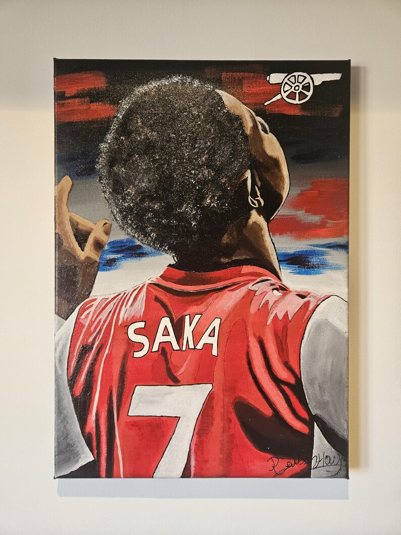 Bukayo Saka Arsenal Hand Painted Acrylic Painting on Canvas - Etsy