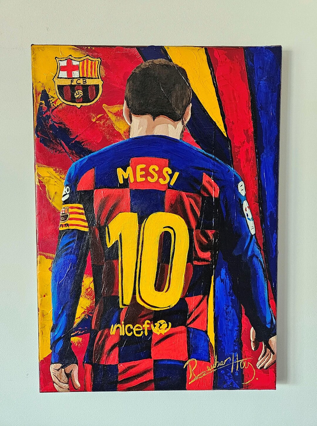 Lionel Messi FC Barcelona Hand Painted Acrylic Painting on Canvas - Etsy