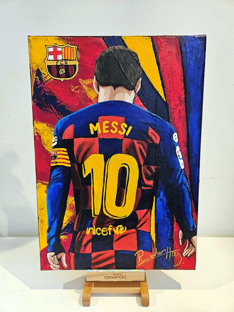 Lionel Messi FC Barcelona Hand Painted Acrylic Painting on Canvas - Etsy