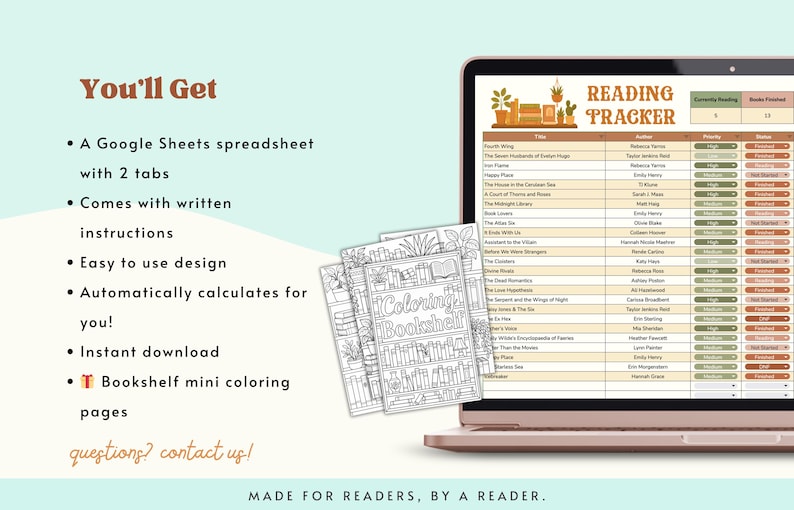 Boho Google Sheets TBR Tracker – Aesthetic Reading Spreadsheet for Book ...