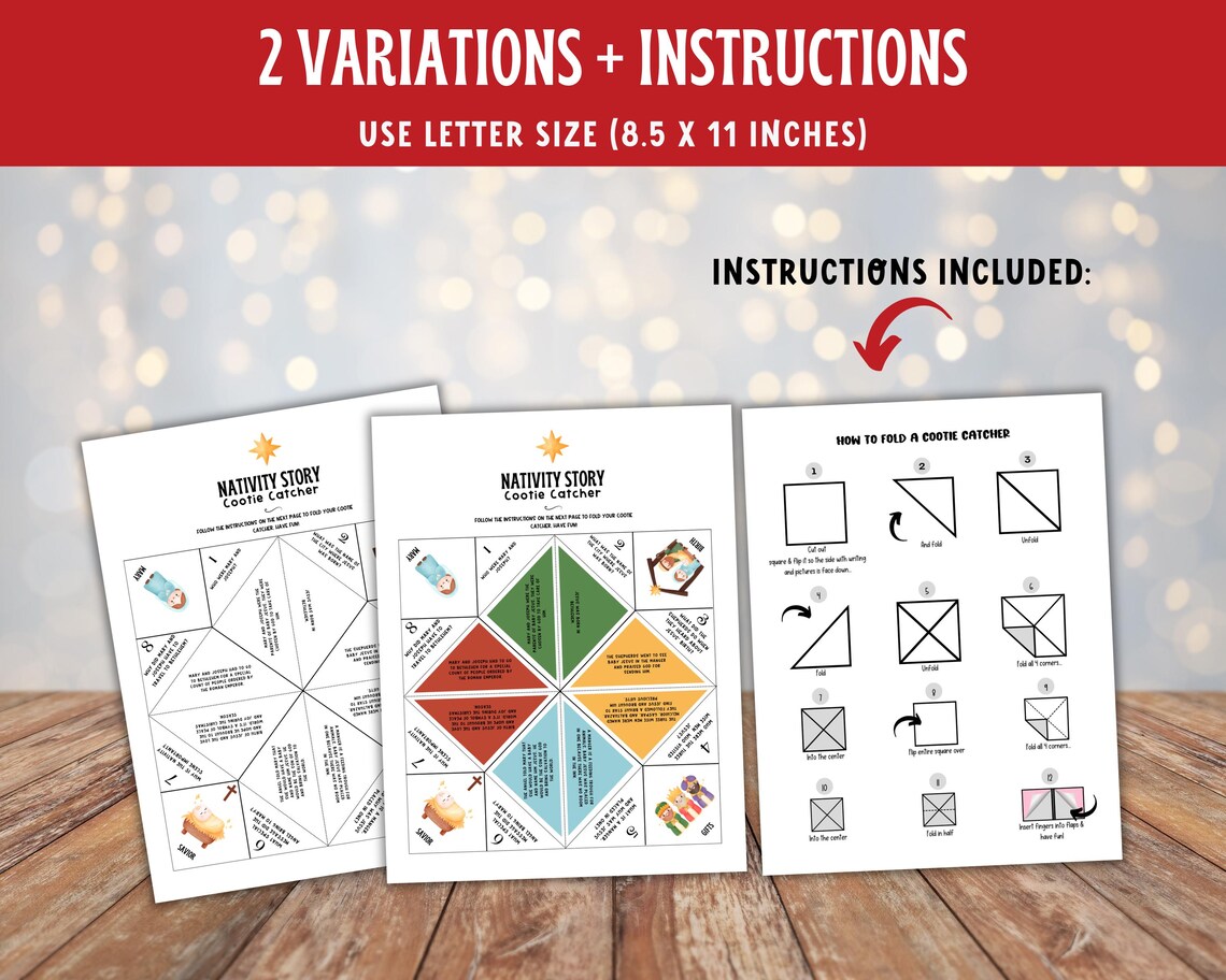 Printable Christmas Nativity Scene Cootie Catcher, Nativity Story ...