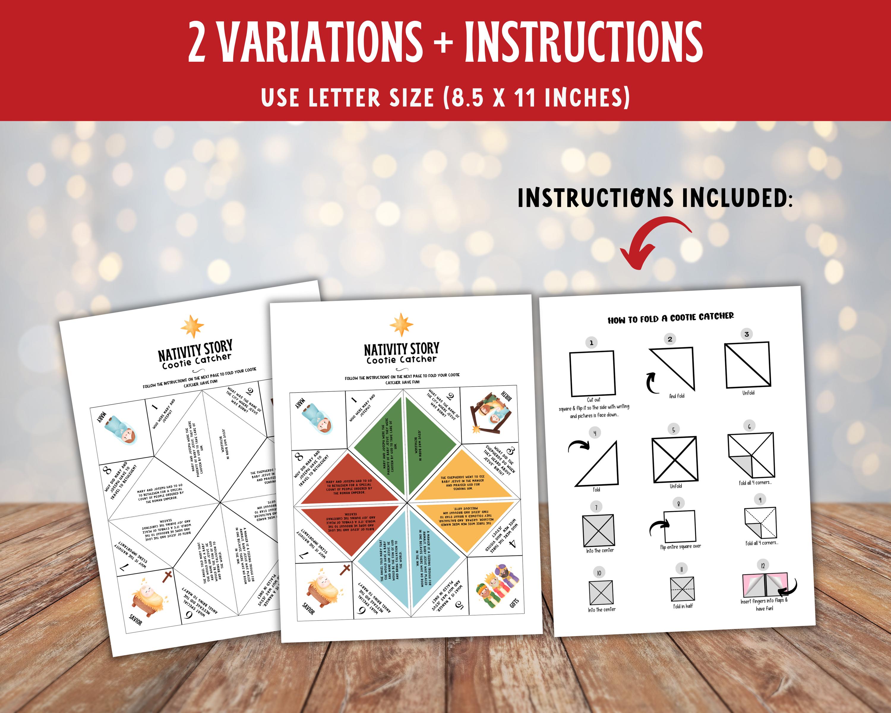 Printable Christmas Nativity Scene Cootie Catcher, Nativity Story ...