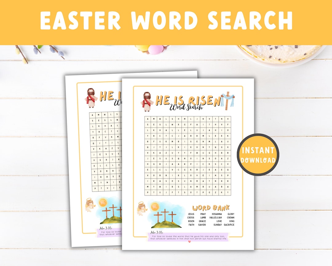 Easter Word Search, Easter Activities for Kids, Catholic Holy Week ...
