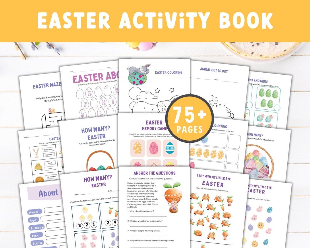 Easter Coloring Book Activity, Printable Coloring Pages for Kids, Fun ...