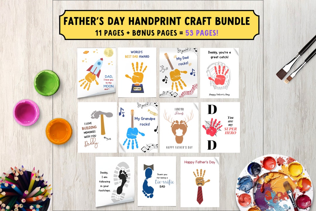 Father's Day Handprint Art Craft, Perfect DIY Gift for Daddy, Grandad ...