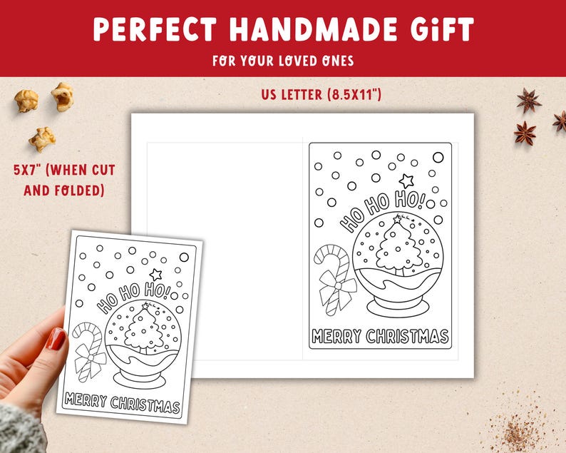 DIY Printable Christmas Card, DIY Christmas Craft, Coloring Pages for ...