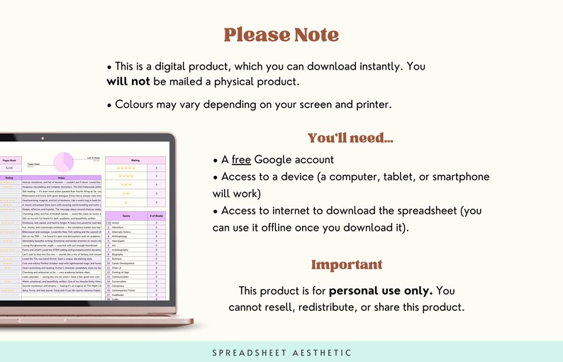 Google Sheets TBR Book Tracker – Aesthetic Reading Spreadsheet for Book ...