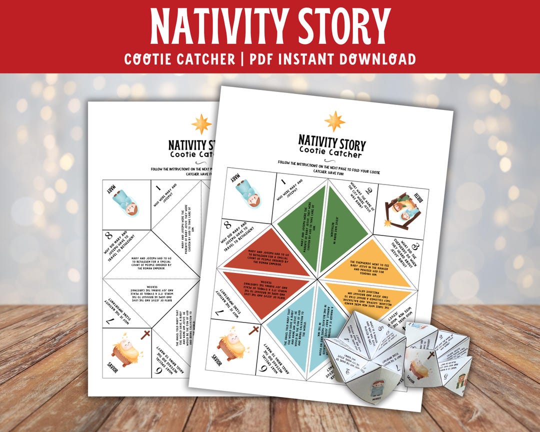 Printable Christmas Nativity Scene Cootie Catcher, Nativity Story ...