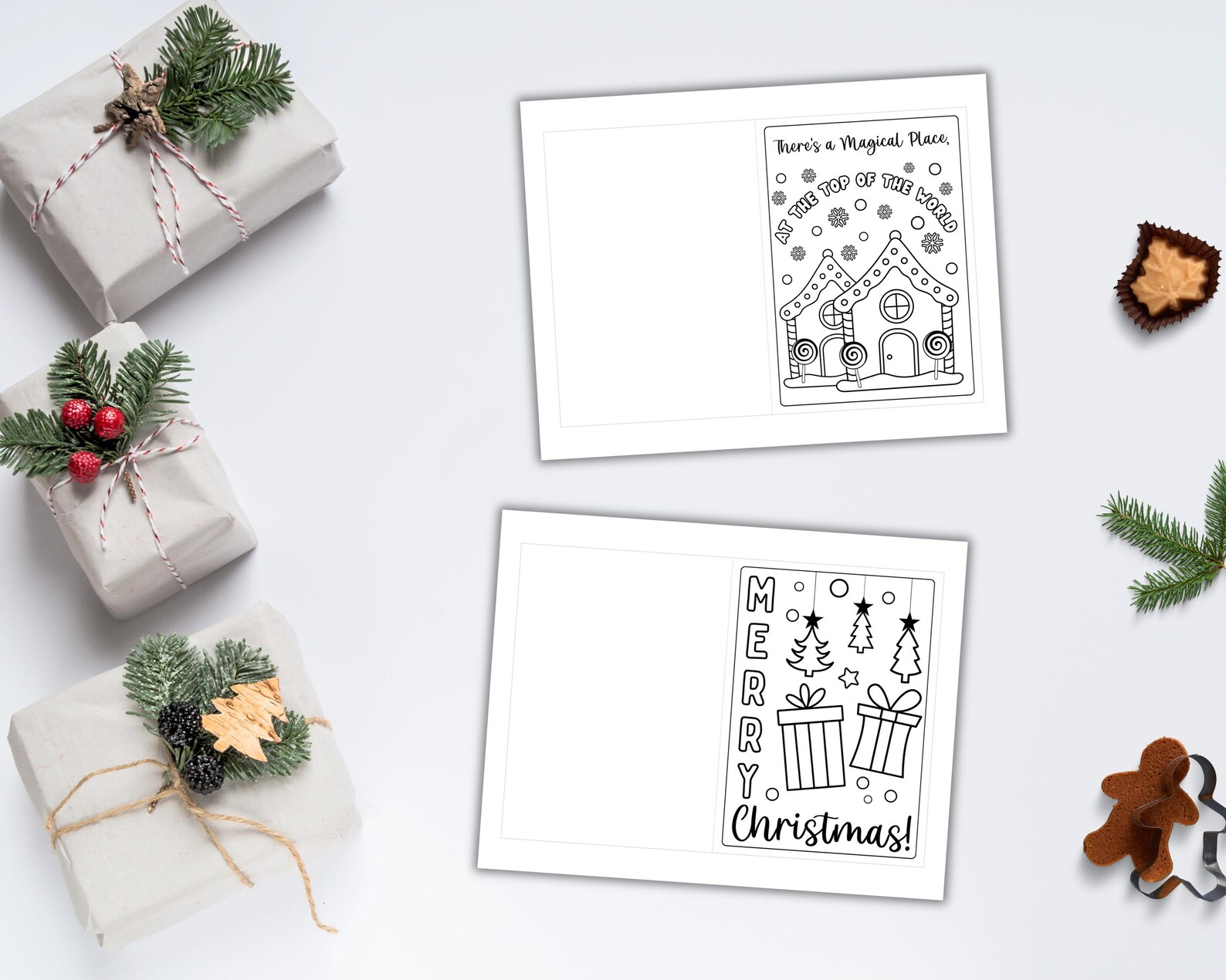 DIY Printable Christmas Card, DIY Christmas Craft, Coloring Pages for ...