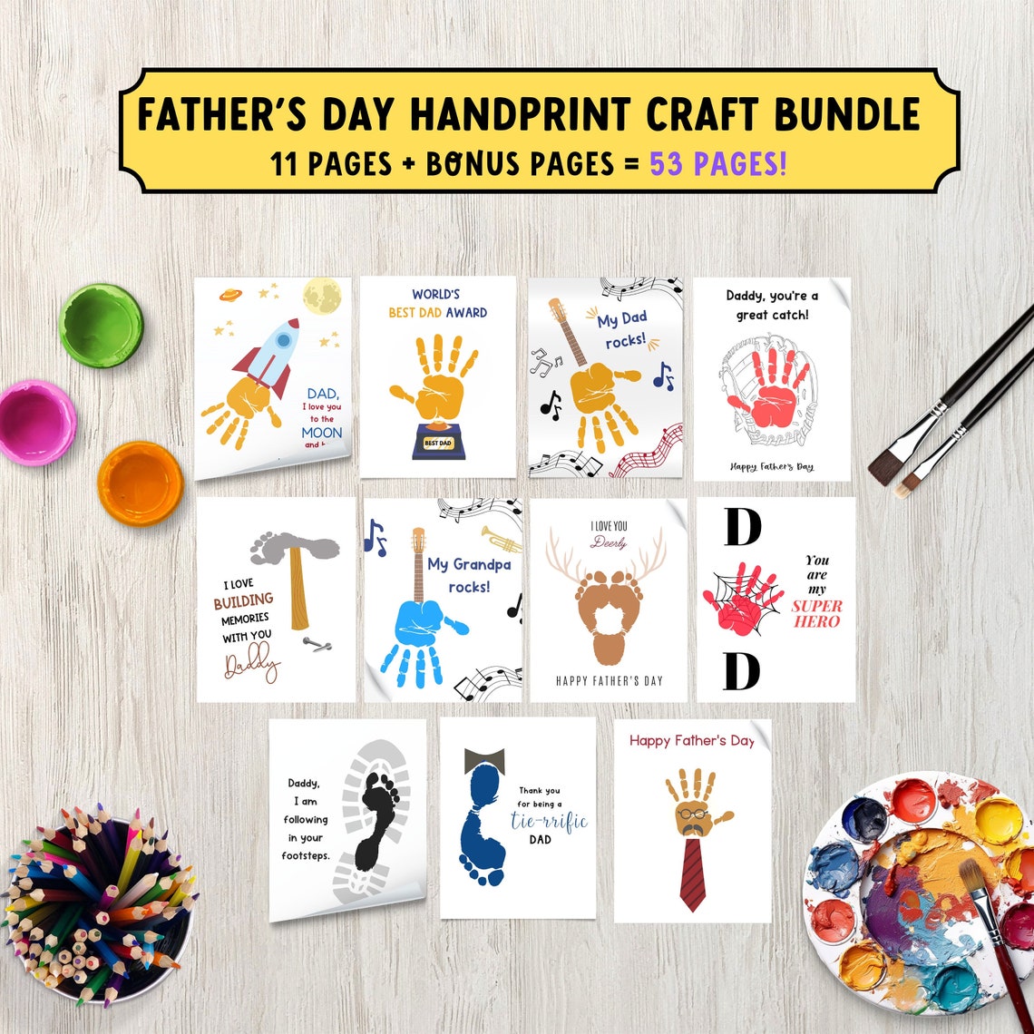 Father's Day Handprint Art Craft, Perfect DIY Gift for Daddy, Grandad ...