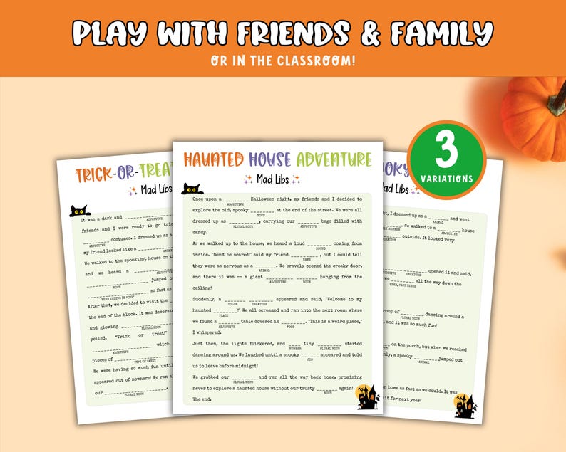 Printable Halloween Mad Libs for Kids, Mad Libs Printable Word Game ...