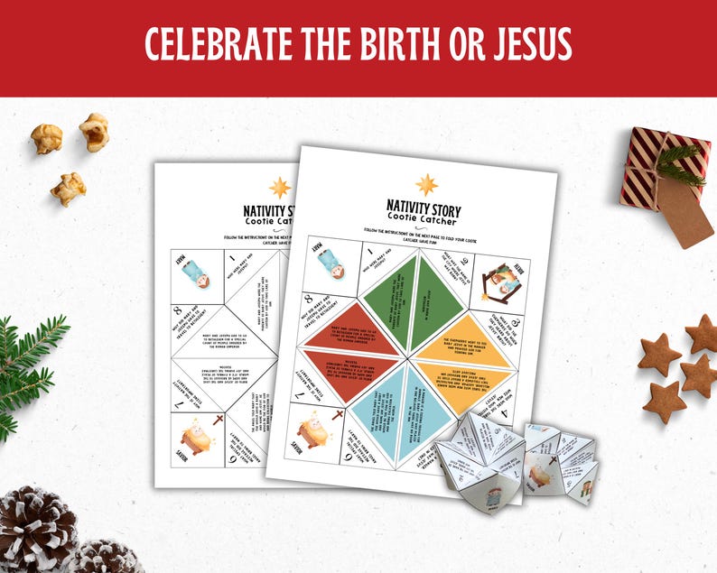 Printable Christmas Nativity Scene Cootie Catcher, Nativity Story ...