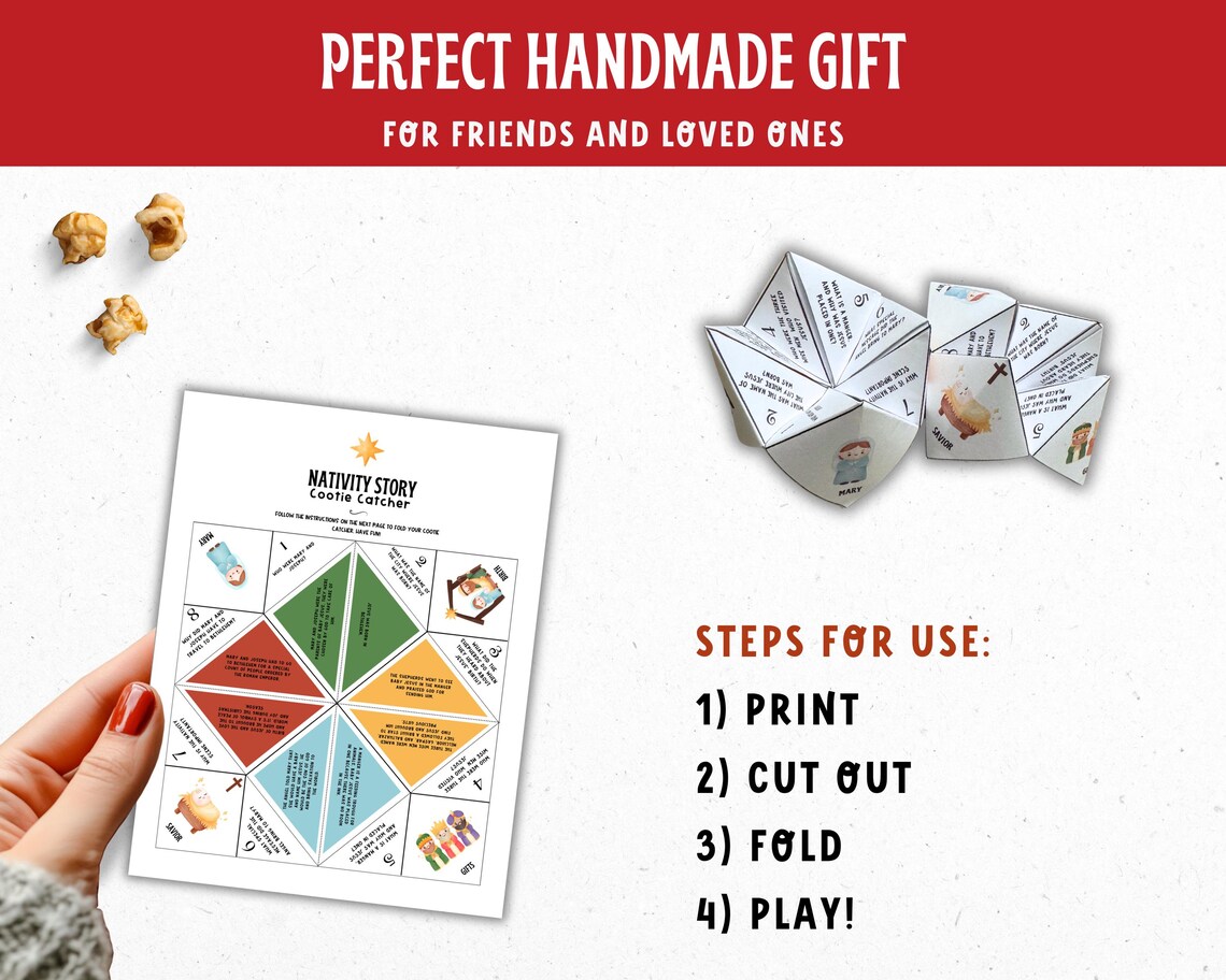 Printable Christmas Nativity Scene Cootie Catcher, Nativity Story ...