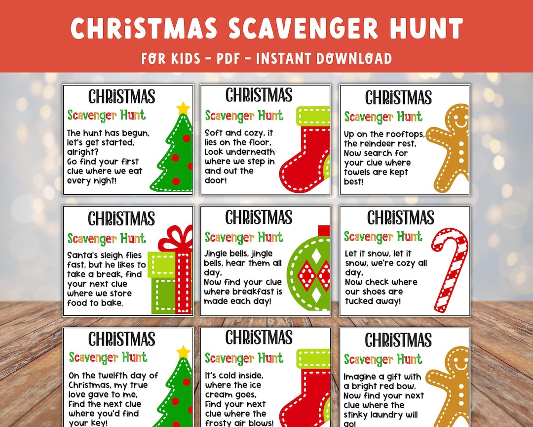 Christmas Scavenger Hunt Kids, Scavenger Hunt Christmas Printable, Home ...