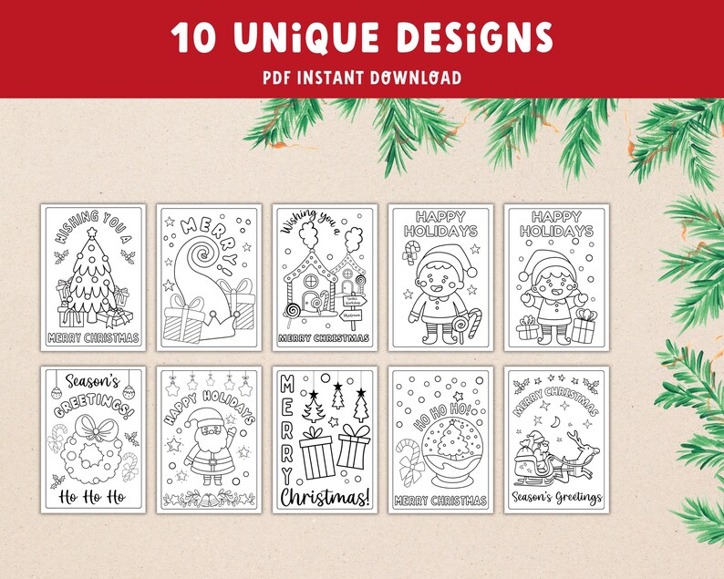 DIY Printable Christmas Card, DIY Christmas Craft, Coloring Pages for ...
