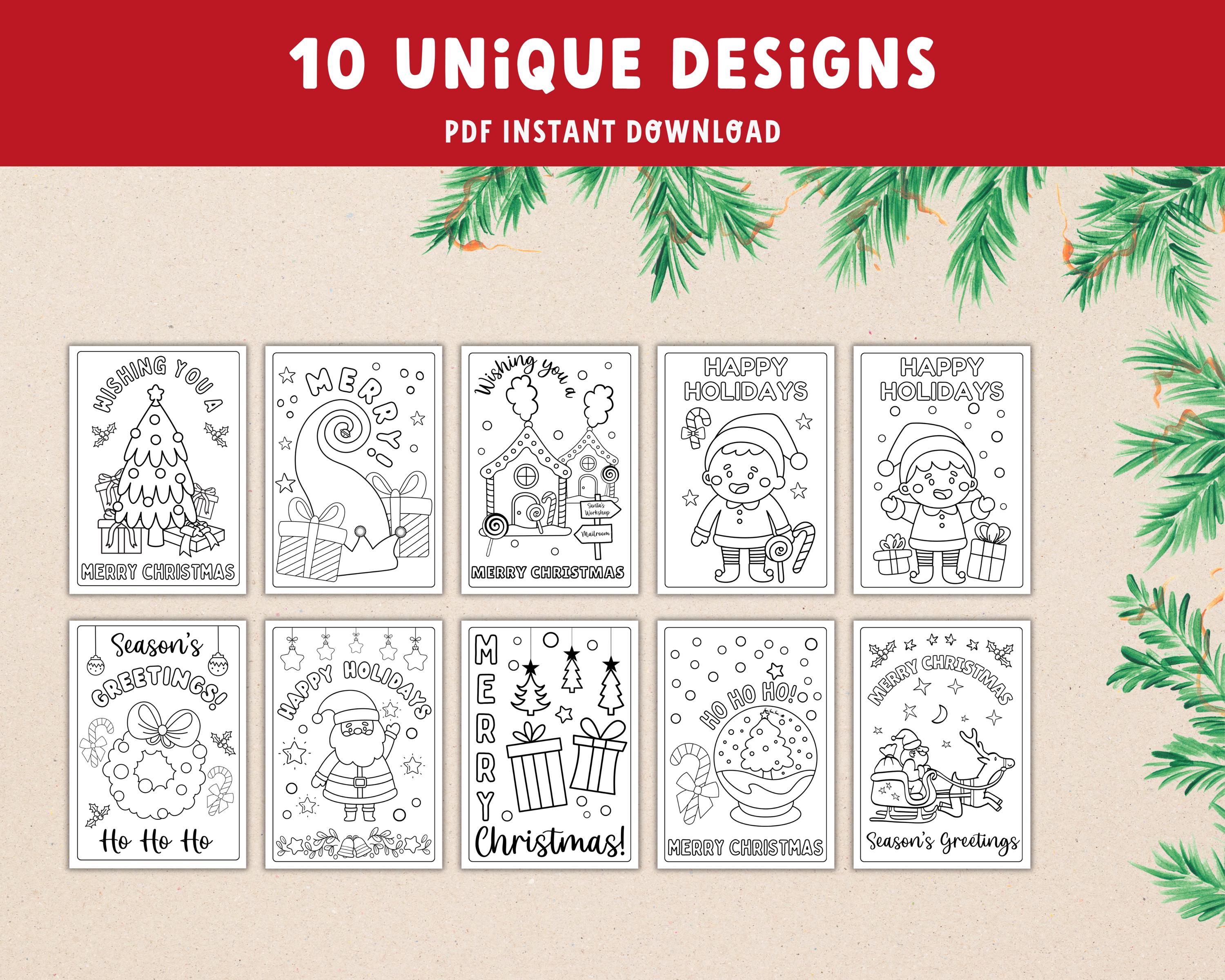 DIY Printable Christmas Card, DIY Christmas Craft, Coloring Pages for ...