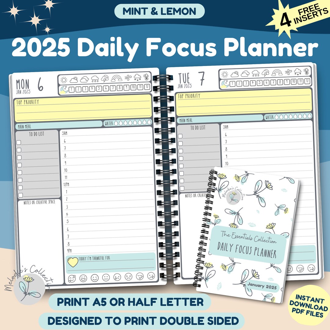 2025 Daily Planner | ADHD Printable Planner | A5 Planner Inserts ...
