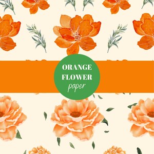 Orange Flower Digital Paper / Digital Paper Pack 8 JPG 8 PNG Instant ...