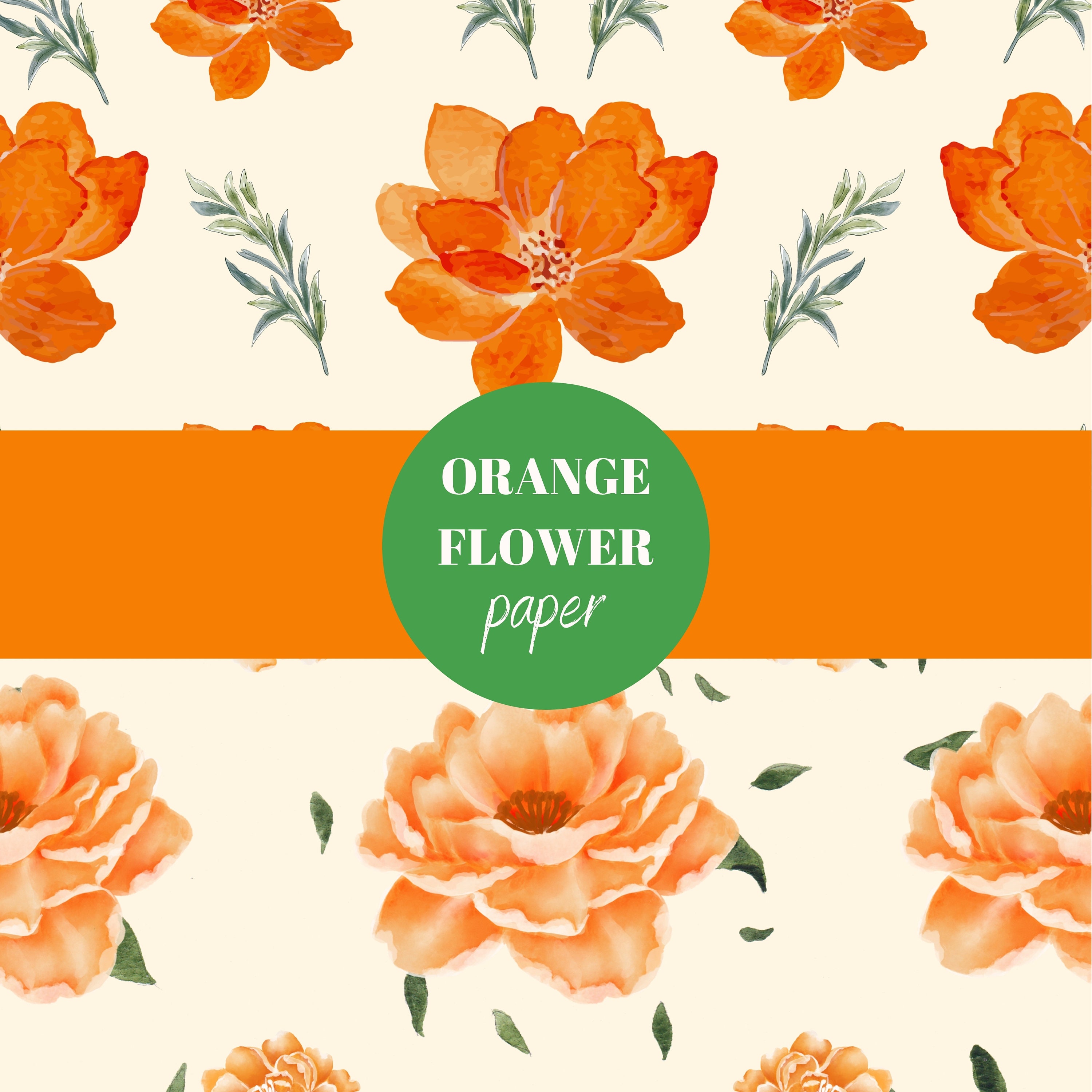 Orange Flower Digital Paper / Digital Paper Pack 8 JPG 8 PNG Instant ...