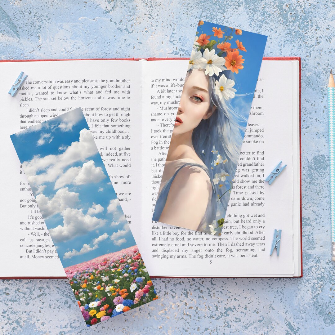Blue Sky Bookmark Set 20 PCS Printable Digital Bookmarks for Planners ...