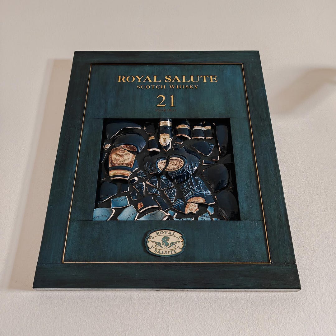 Royal Salute Broken Bottle Art - Resin Art - Wall Decor - Scotch Whisky ...